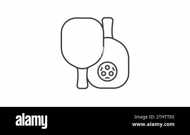 Playing pickleball linear animation. Two paddles and ball. Sport ...