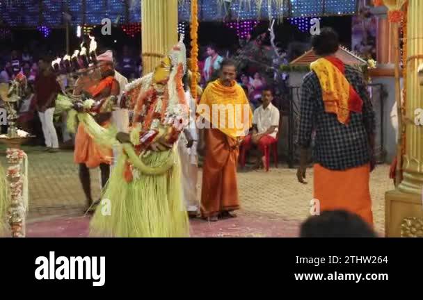 Udupi,India - March 7,2020: An artist performing dance with unique ...