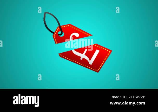 This is the animated price tag with Pound sign, being cut in two pieces ...