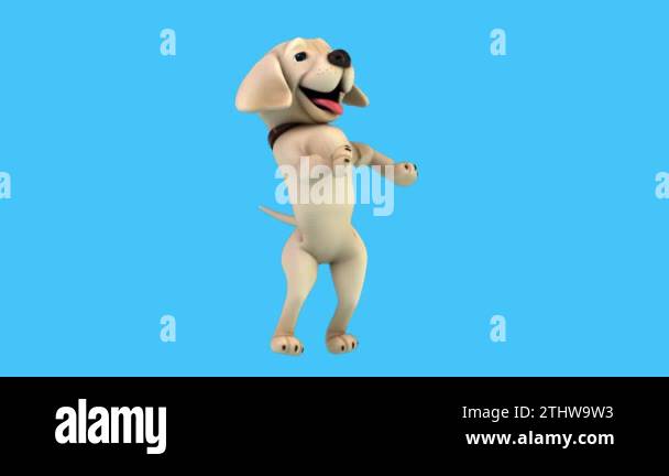 Fun cartoon character labrador dog dancing rumba - 3D animation Stock ...
