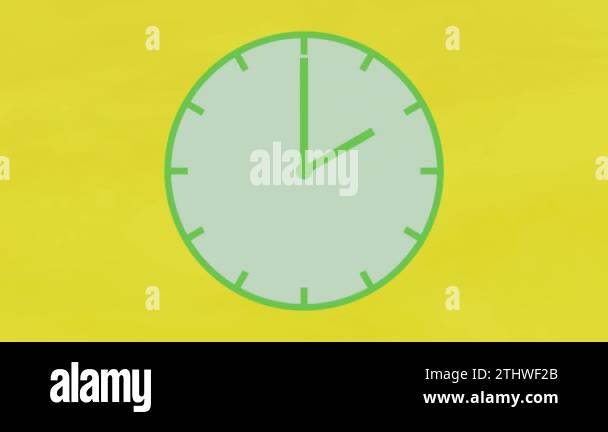 Looping animation of a clock with psychedelic changing colors marking ...