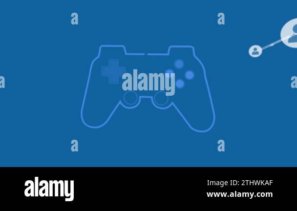Animation of network of profile icons over video game controller icon ...