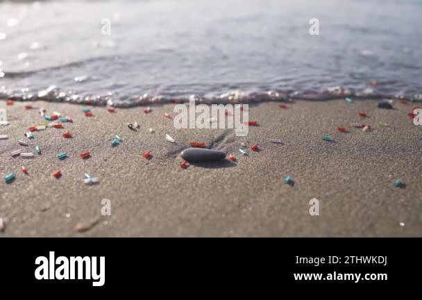 Plastic pollution Garbage recycling and microplastic particles in water ...