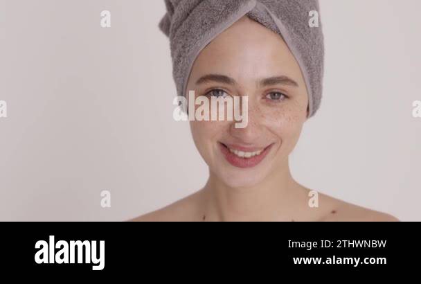 Self esteem. Freckled young woman with perfect skin winking and ... Self esteem. Freckled young woman with perfect skin winking and ...