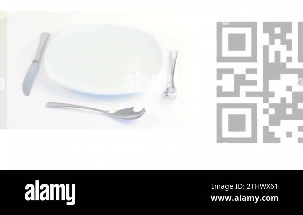 Animation of qr code, plate spinning and qr code scanning on smartphone ...