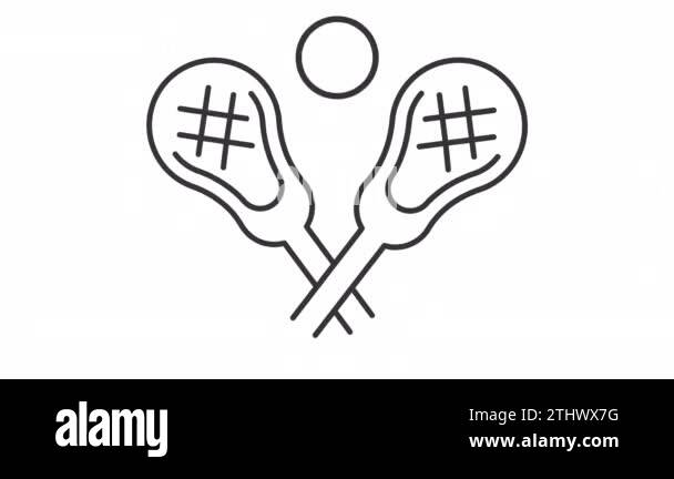 Playing lacrosse line animation. Pair of sticks and ball. Professional ...