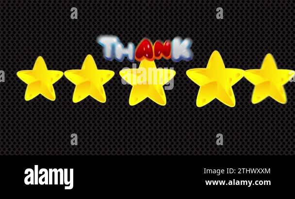 Five Stars with Thank You Text. Animated Rating with words. Cartoon ...
