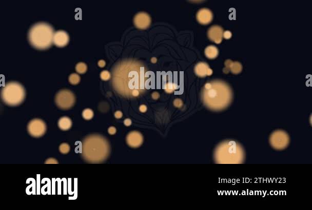 Animation of lion head vector of leo zodiac sign against illuminated ...
