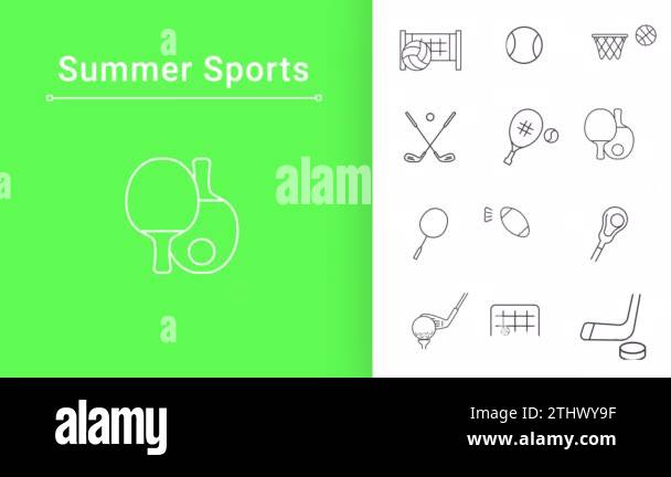 Summer sports line animations. Summertime activities. Team and ...