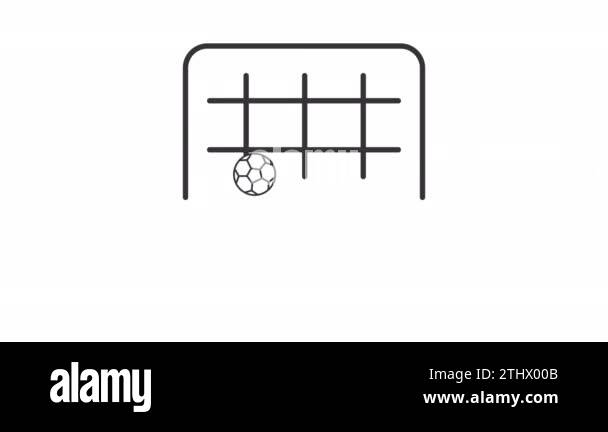 Football linear animation. Score goal. Kick ball into opponents net ...