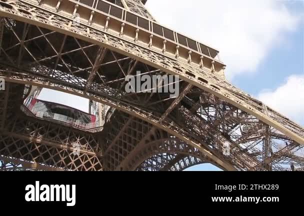 Eiffel Tower, Paris, France, Europe. Overview from the bottom point ...
