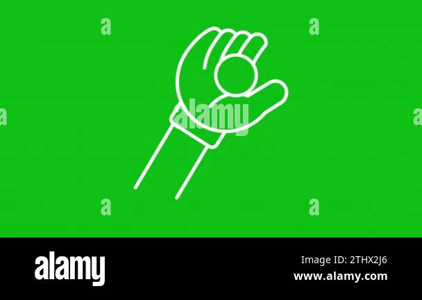Baseball white line animation. Catching ball with glove. Outdoor sport ...