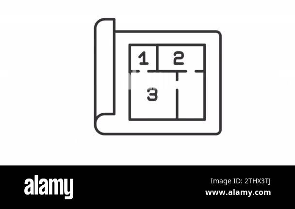 Number of rooms linear animation. Family house plan. Construction ...