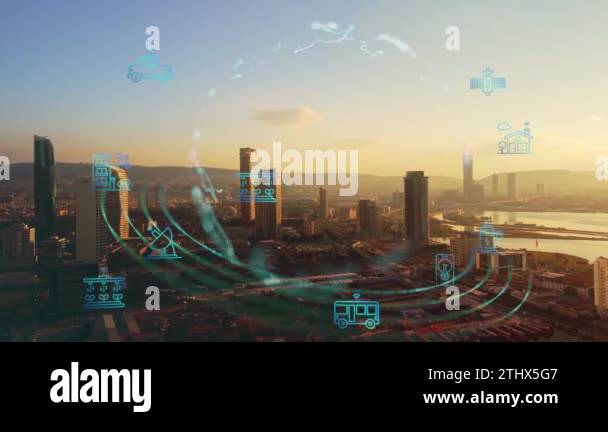 Smart city IOT internet of thing ICT digital technology futuristic ...