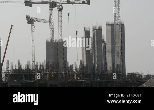 Giza, Egypt, June 6 2022: A construction site of new high rise in Egypt ...