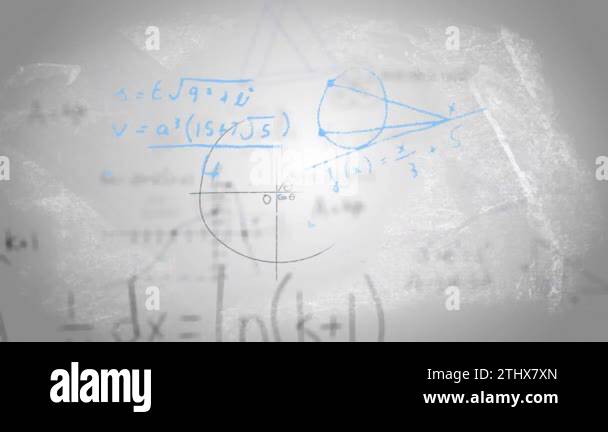 Animation of blurred mathematical equation with diagrams over ...