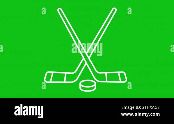 Playing hockey white line animation. Pair of sticks and puck. Sport ...