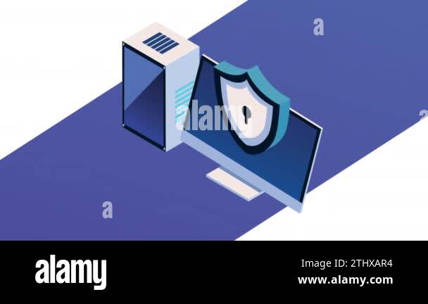 isometric desktop computer tech animation ,4k video animated Stock ...