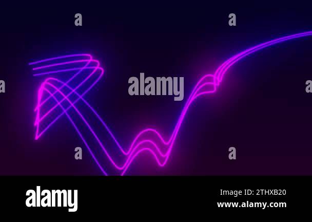 Line Background. Bright blue neon glowing fast moving lines along the ...