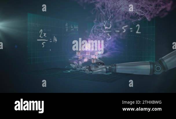 Animation of mathematical equation with abstract pattern and lens flare ...