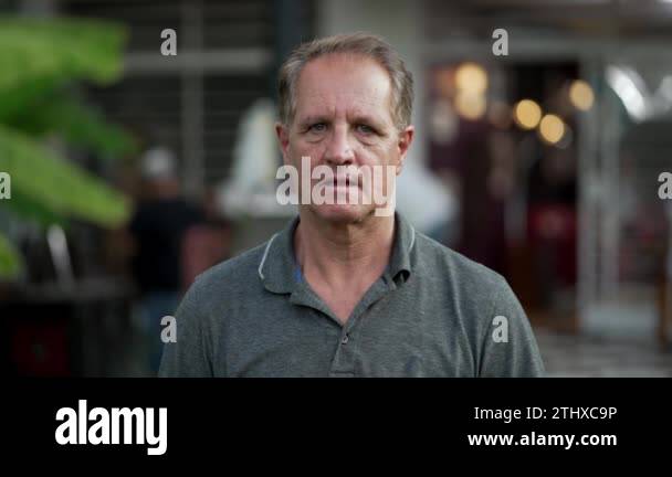 One older man with worried expression. Senior person with baffled ...