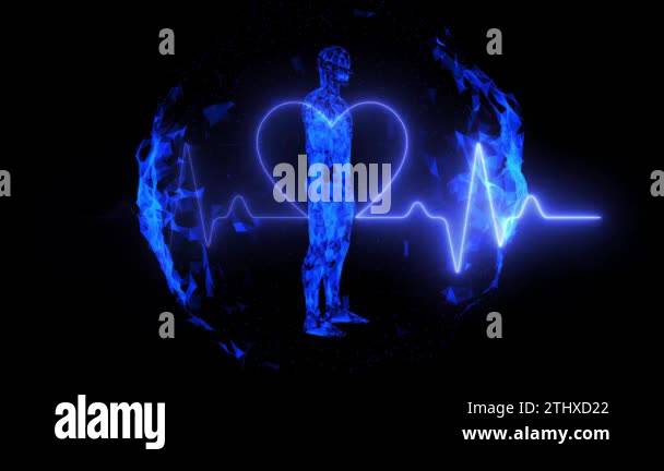 3d human body, futuristic medical scan with infographics animated data ...