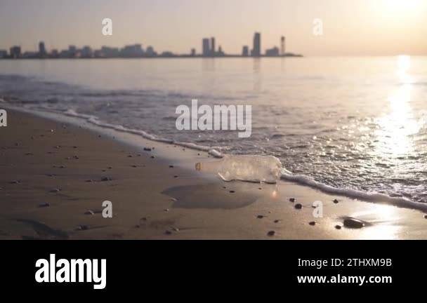 Plastic pollution Garbage recycling and microplastic particles in water ...