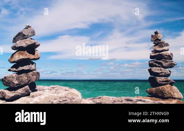 Stacked Stones of Serenity. Captured on the Great Lakes these two stone ...