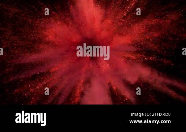 Super slow motion of colored powder explosion isolated on black ...