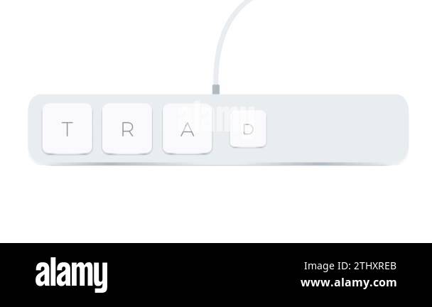 Trader word written with computer buttons over white background. 4k ...