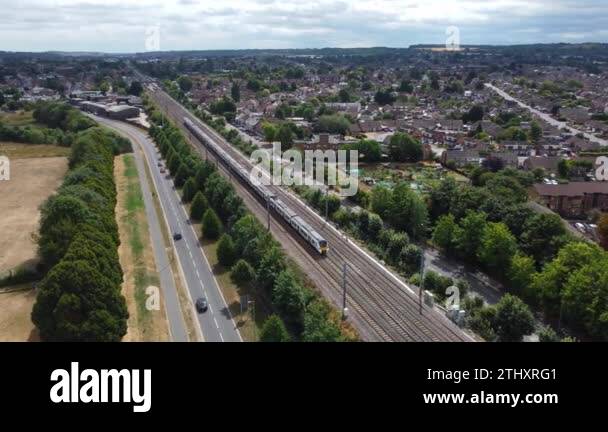 Train and Tracks at Leagrave Station of Luton England UK, Drone's ...