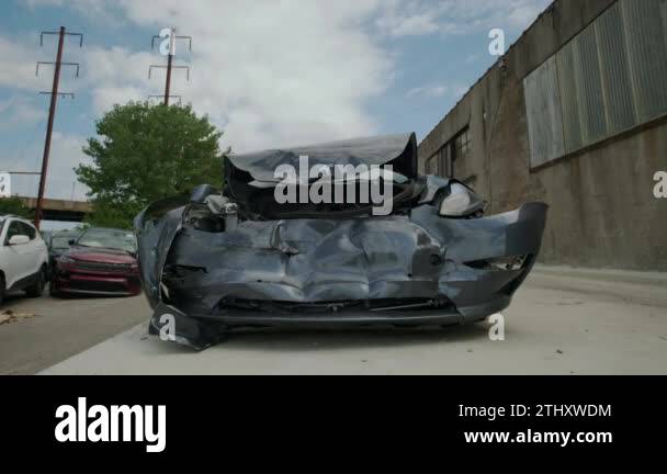 Car Crash Accident, Damaged Automobile After Collision. Detail With ...