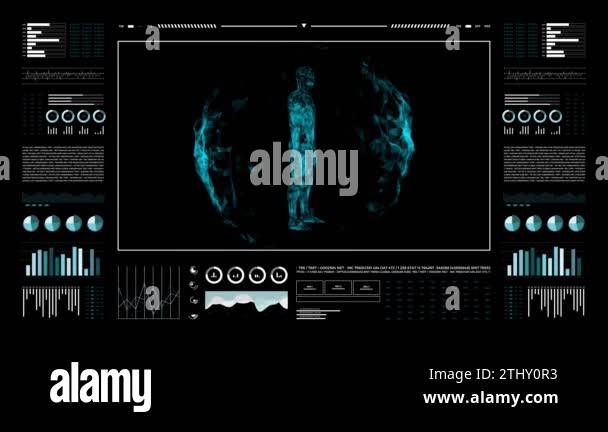 3d human body, futuristic medical scan with infographics animated data ...