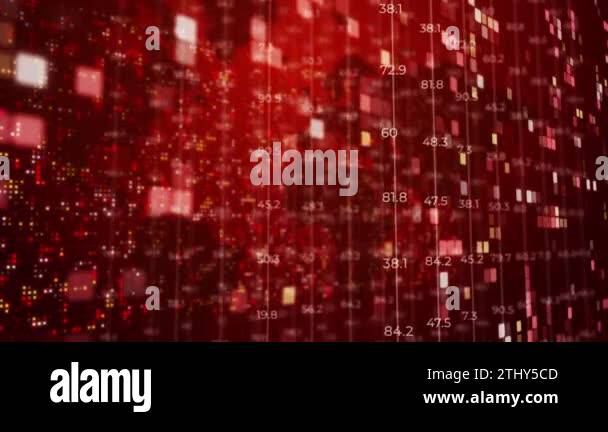 World map with financial chart concept. Blinking pixels and dots on red ...