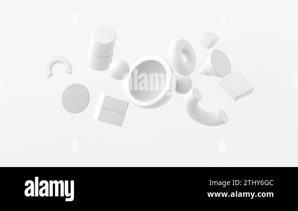 Abstract animation of white geometric, 3d loop animation render Stock ...