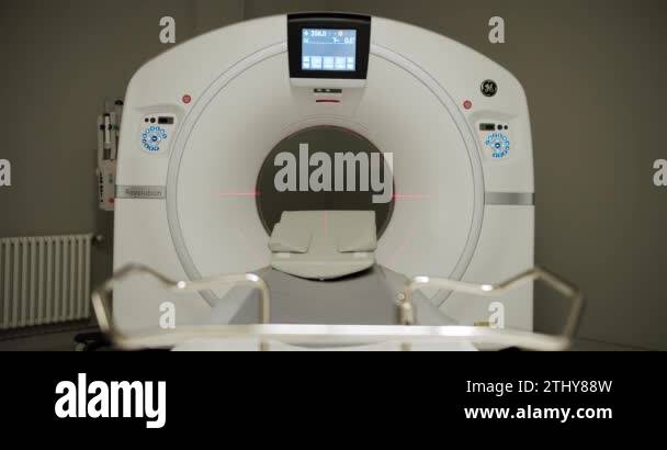 Modern technologies in medicine. Functioning MRI machine in a medical ...