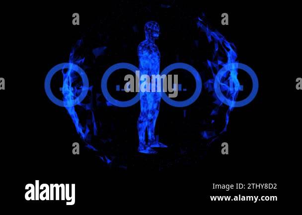 3d human body, futuristic medical scan with infographics animated data ...