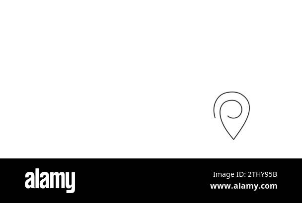 Pointing location at map one line art animation,hand drawn way ...