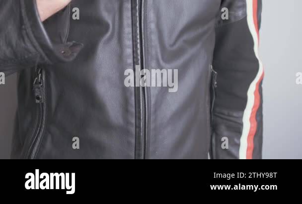Man unzips black leather jacket Stock Videos & Footage - HD and 4K ...