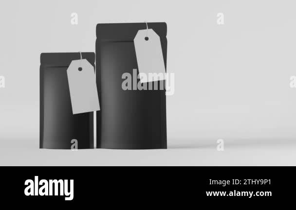 Black pouch bag branding template price tag mockup white background 3D ...