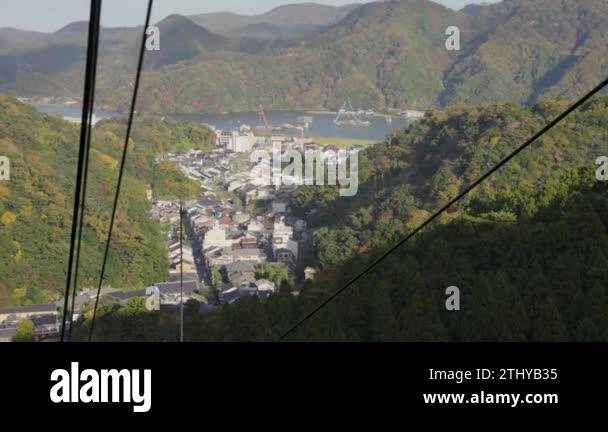 Kinosaki Onsen town from ropeway on Mt daishi Stock Video Footage - Alamy