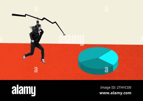 Stop motion, animation. Ambitious female employee, office worker ...