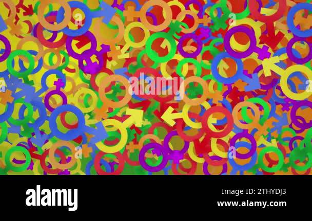 Gender symbols background - male and female. Rainbow color palette ...
