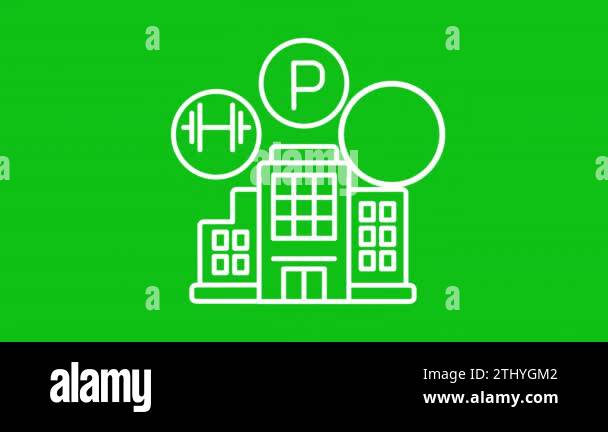Building amenities white animation. Multifamily housing. Additional ...
