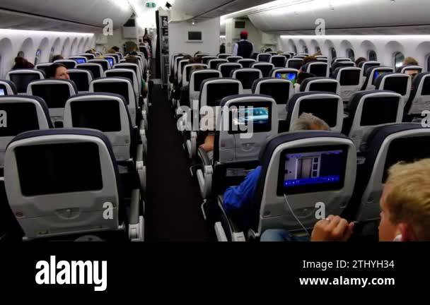 Aeromexico Dreamliner Boeing 787 Interior with People and Passenger ...