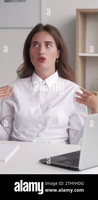 Vertical video. Hot day. Working woman. Heat suffer. Elegant lady in ...