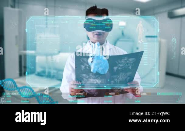 Doctors wear VR smart glasses to watch holographic screen Stock Video ...