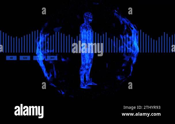 3d human body, futuristic medical scan with infographics animated data ...