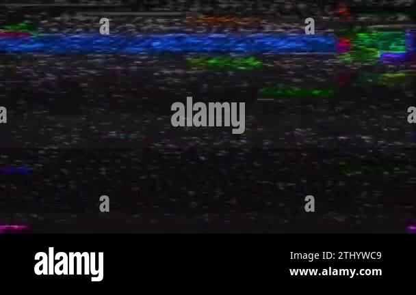 Glitch and VHS effect. Flickering clip with signal interference ...