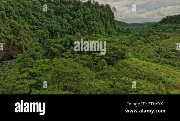 Cordillera Panama Aerial v2 countryside scene, low level drone flyover ...